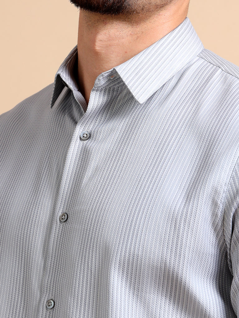 Clean Grey Formal Stripe Shirt – Kaapus