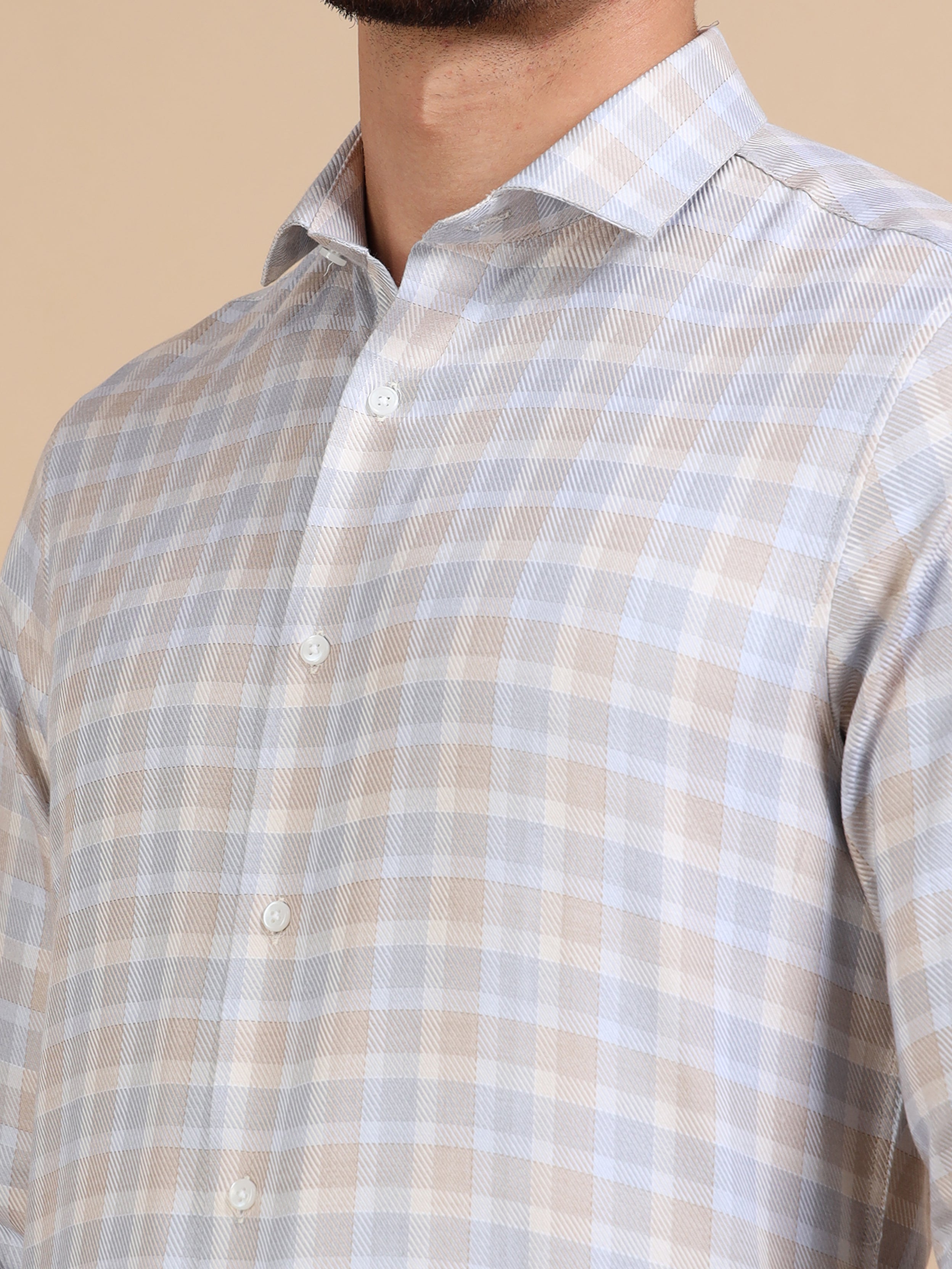 Subtle Light Formal Check Shirt – Kaapus