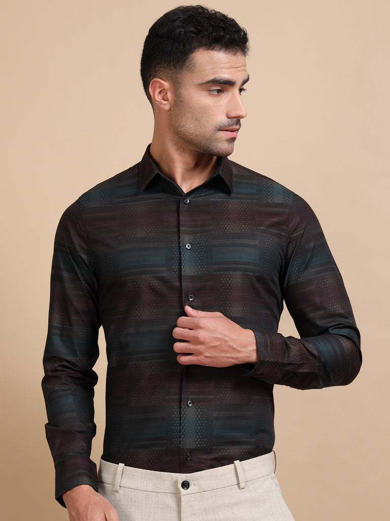 Black Festive Jacquard Shirt – Kaapus