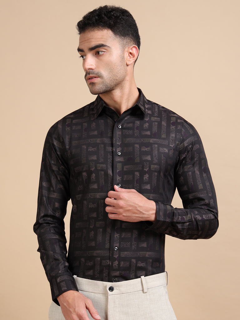 Black Jacquard Festive Shirt – Kaapus