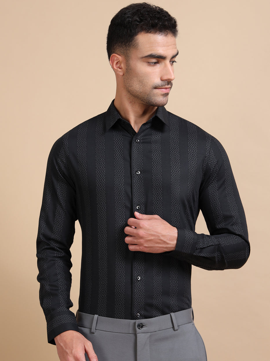 Black Stripe Jacquard Shirt – Kaapus