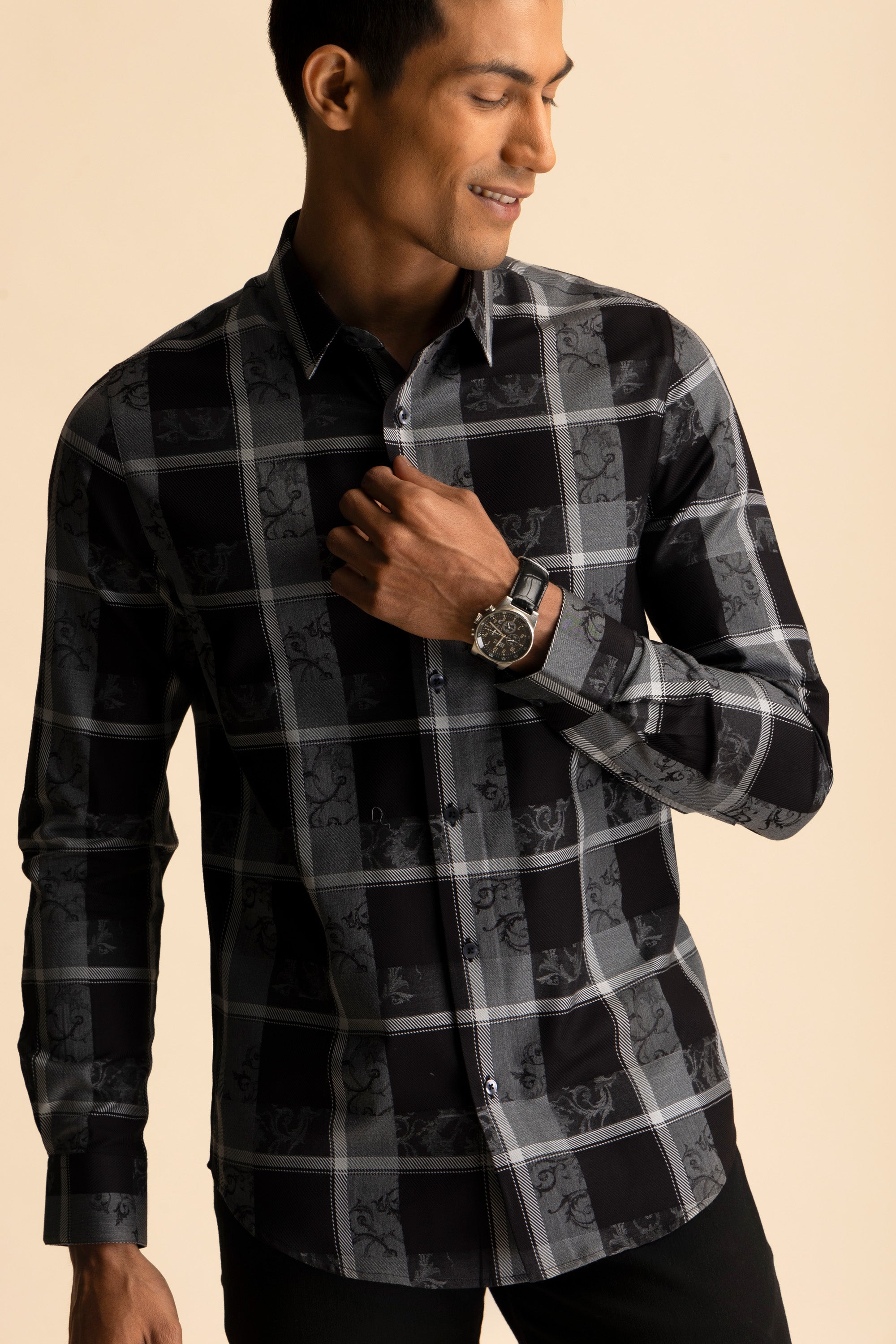 Black Damask Check Shirt – Kaapus