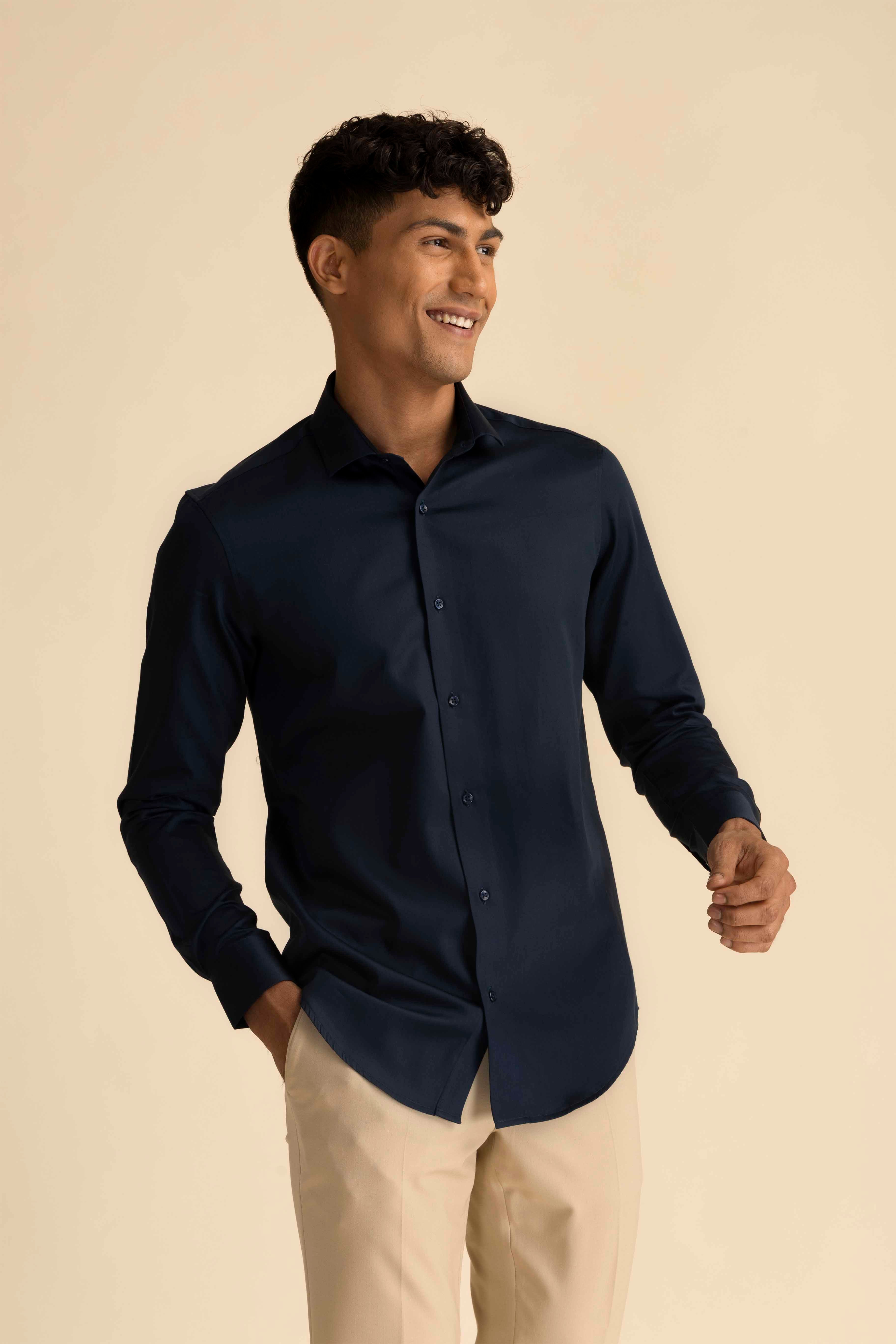 Deep Navy Sateen Shirt – Kaapus
