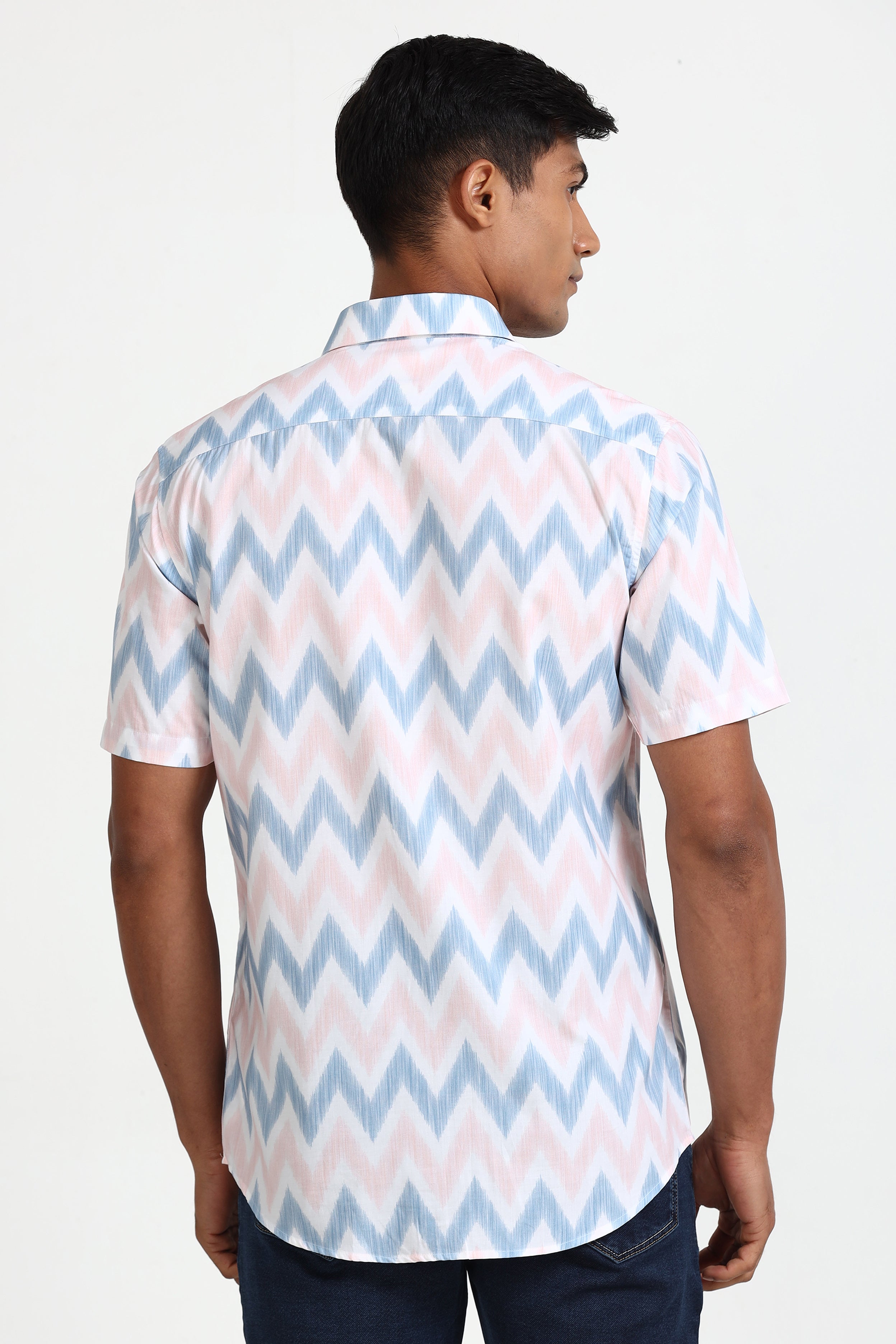 White Zigzag Half Sleeve Print Shirt – Kaapus