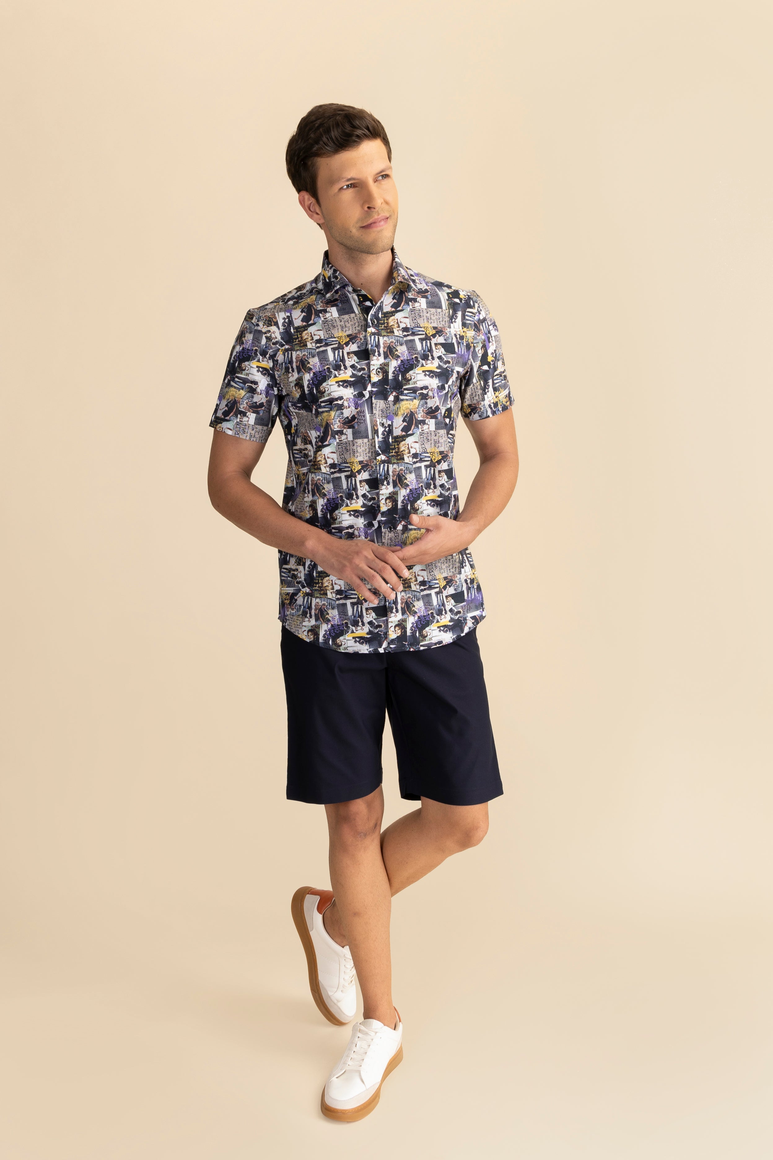 Half Sleeves Navy Print Shirt EOSS – Kaapus